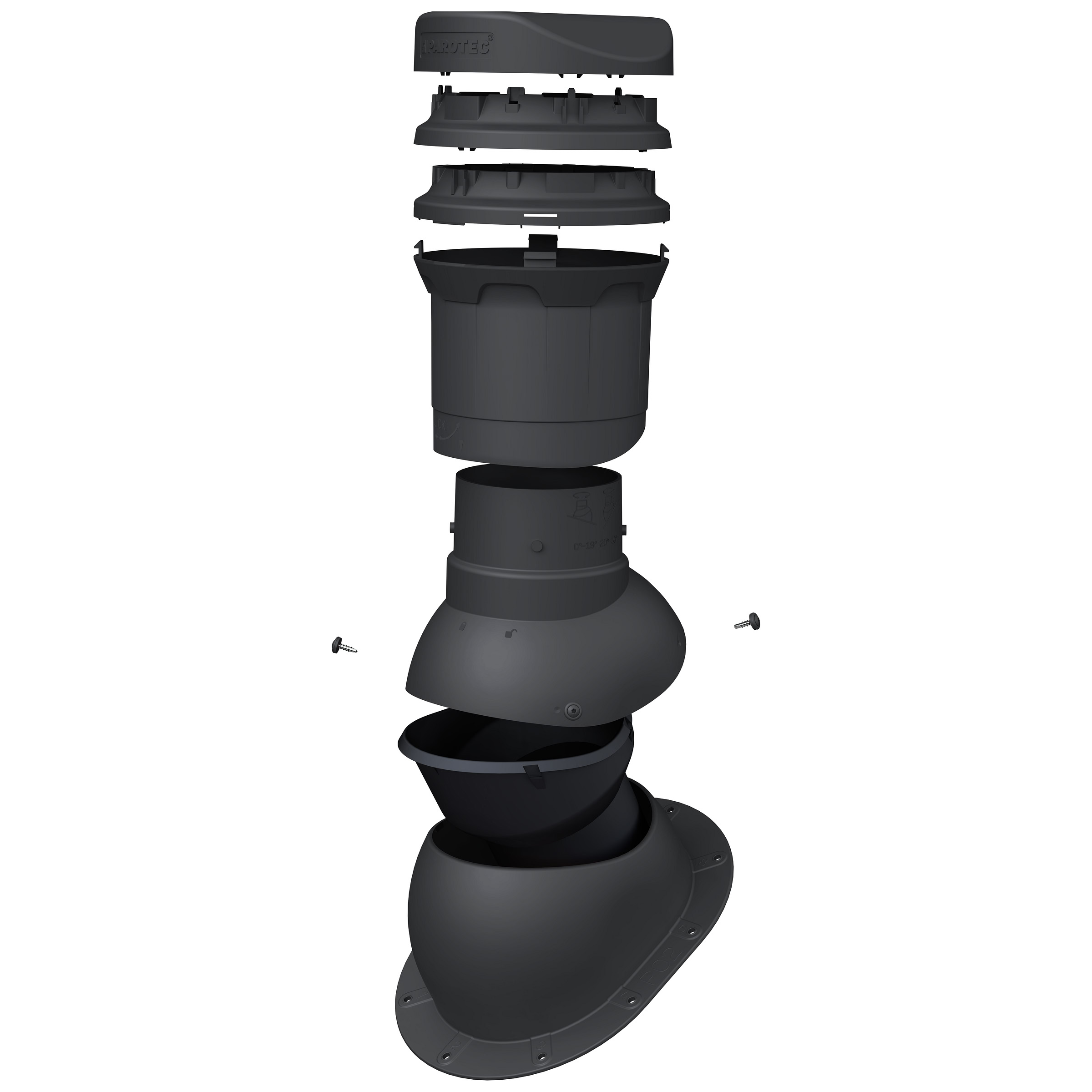 Sewer vent FLUXAR Ø125mm for metal sheet tiles B09 \ Black grey - RAL ...